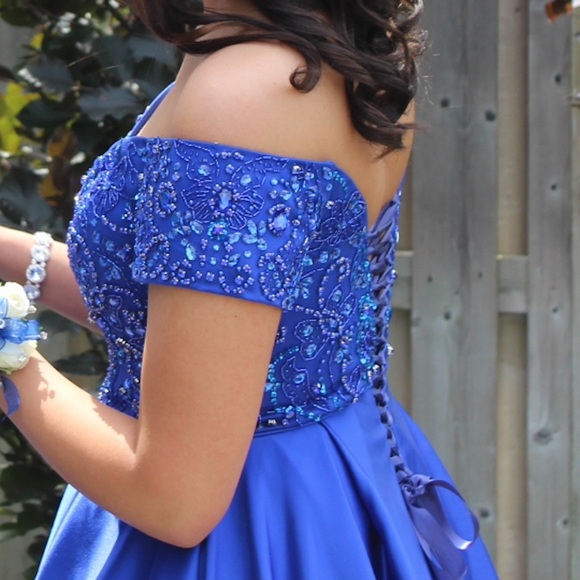 Dresses | Blue Offshoulder Prom Dressgown | Poshmark